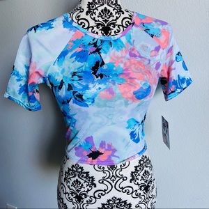 JoyLab | Swim | Joy Lab Short Sleeve Floral Swim Top | Poshmark